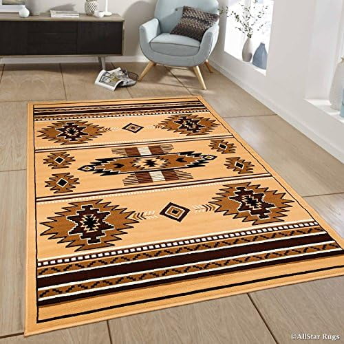 Allstar 4x5 Berber and Espresso Southwestern Rectangular Accent Rug ...