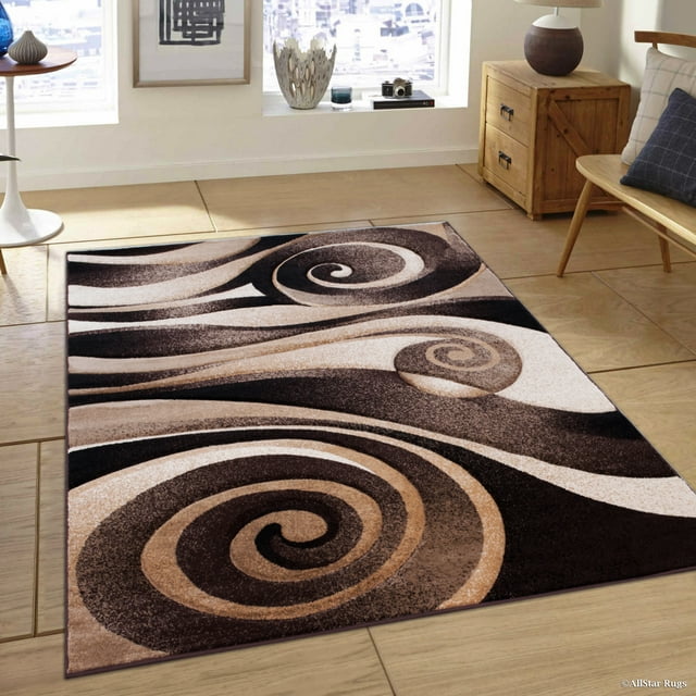Allstar Brown Woven Hand Carved Floral Spiral Design Area Rug (5' 2" x ...