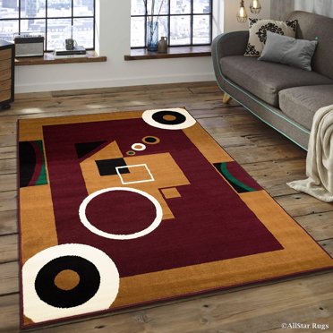 Allstar Burgundy Abstract Modern Area Carpet Rug (7' 10" x 10' 2 ...