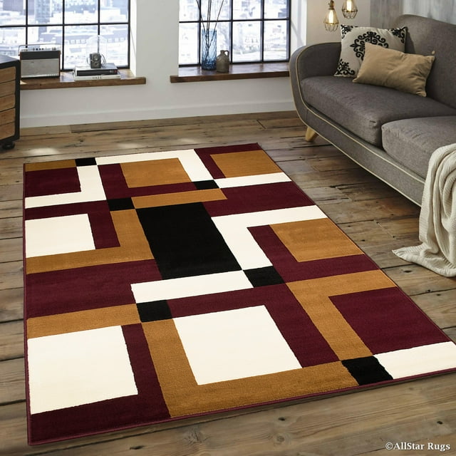 Allstar Burgundy Area Rug. Contemporary. Abstract. Traditional ...