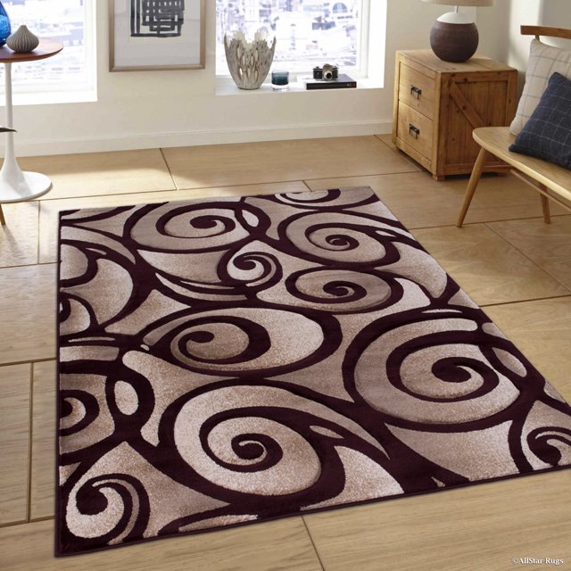 Allstar Burgundy Woven Hand Carved Evolution Swirl Design Area Rug (5 ...