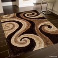 Allstar Living Room Coco Shaggy Area Rug, 3D Brown Spiral Design, 5' x ...