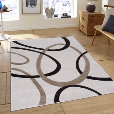Allstar Grey Round Modern Geometric Formal Abstract Area Rug (5' 5" x 5 ...