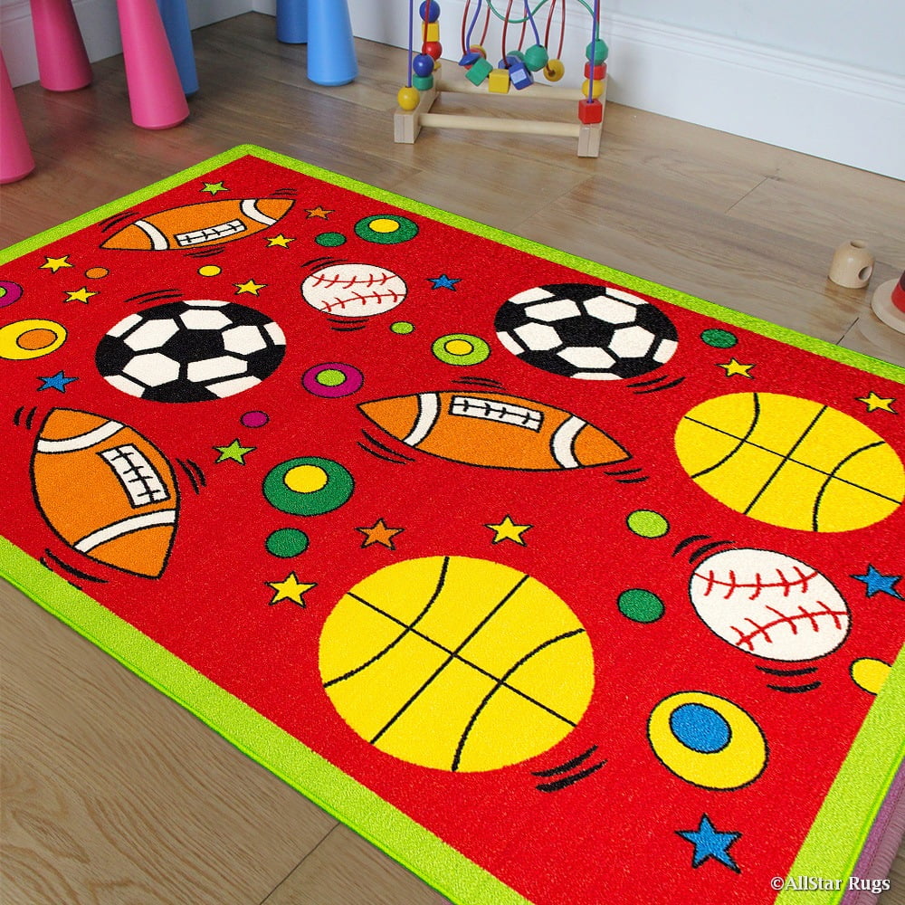 Allstar Kids / Baby Room Area Rug. Sports. Football. Basketball. Soccer ...