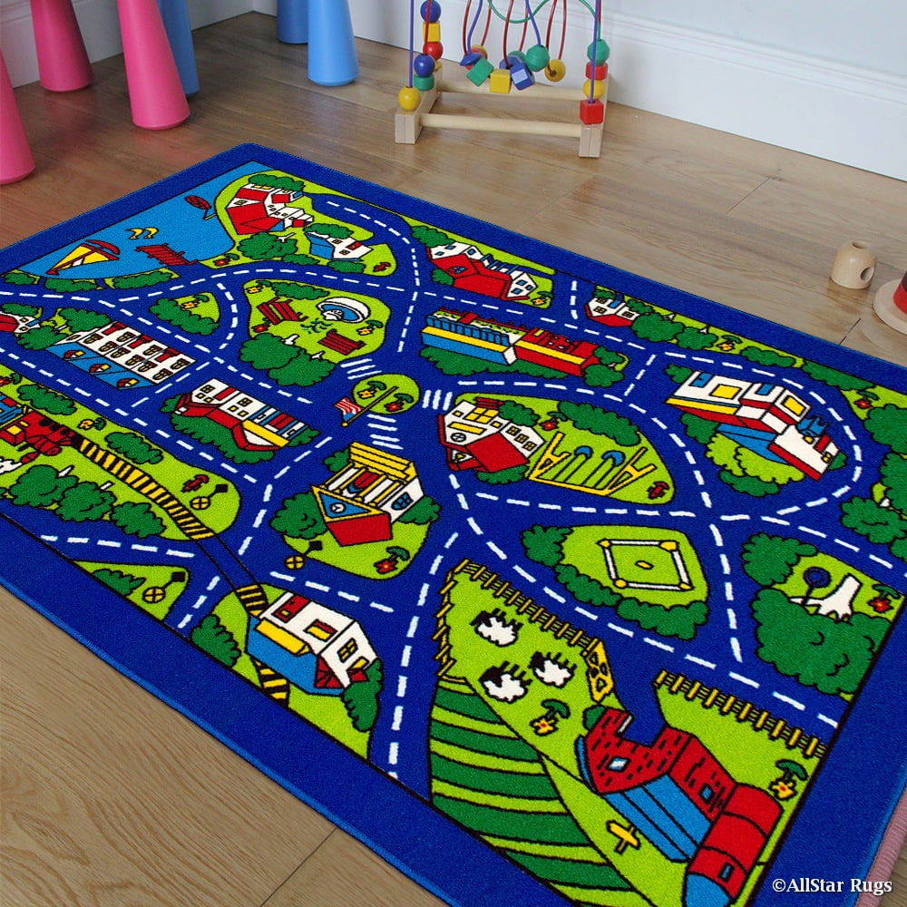 Allstar Rugs Allstar Kids Street Map with Vibrant Colors Rug Blue 6' 10 ...