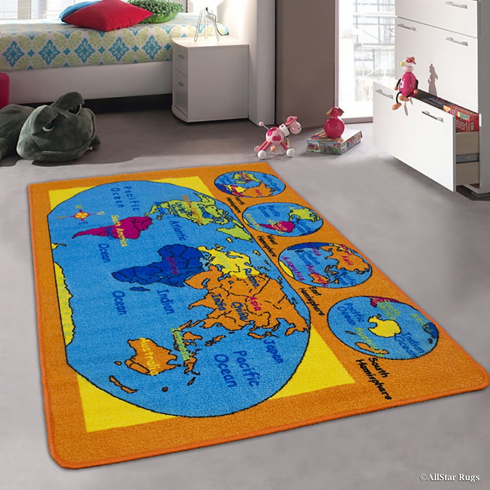 Allstar Kids / Baby Room Area Rug. World Map. USA Map. Ocean ...