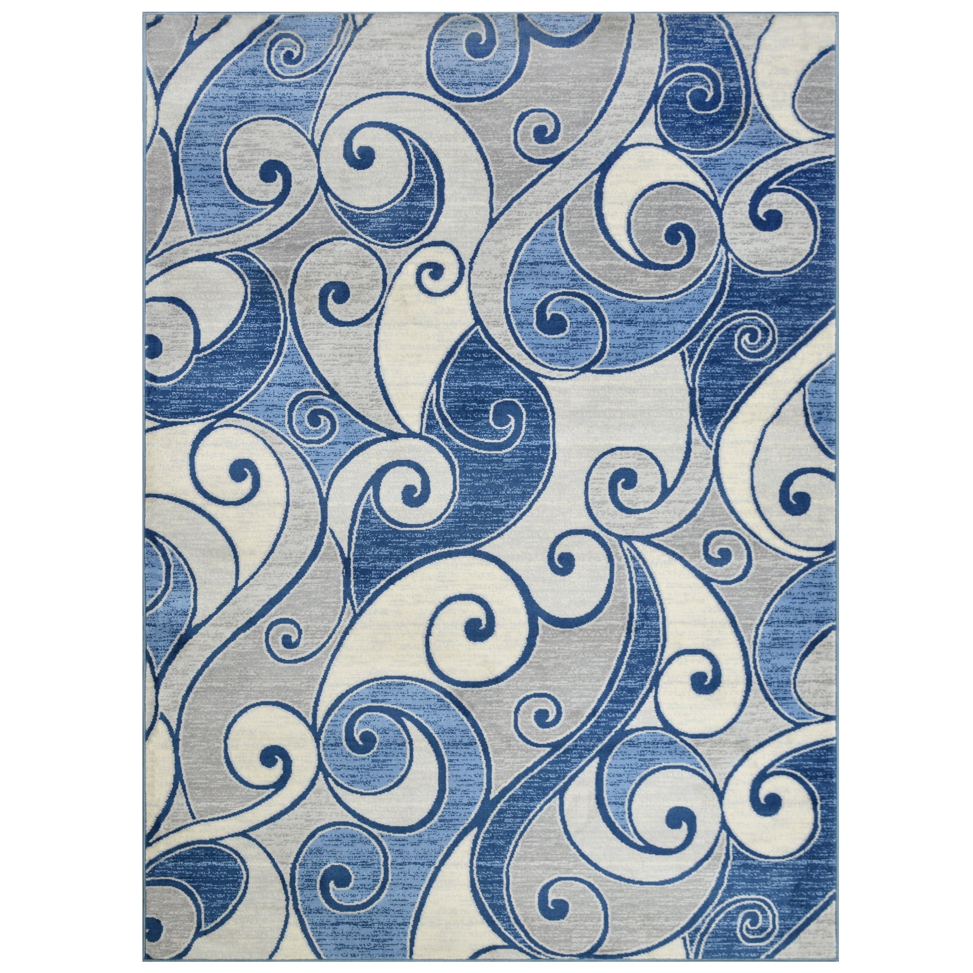 Allstar Modern Accent Rug with Connected Swirl design Space-Blue 8' x ...