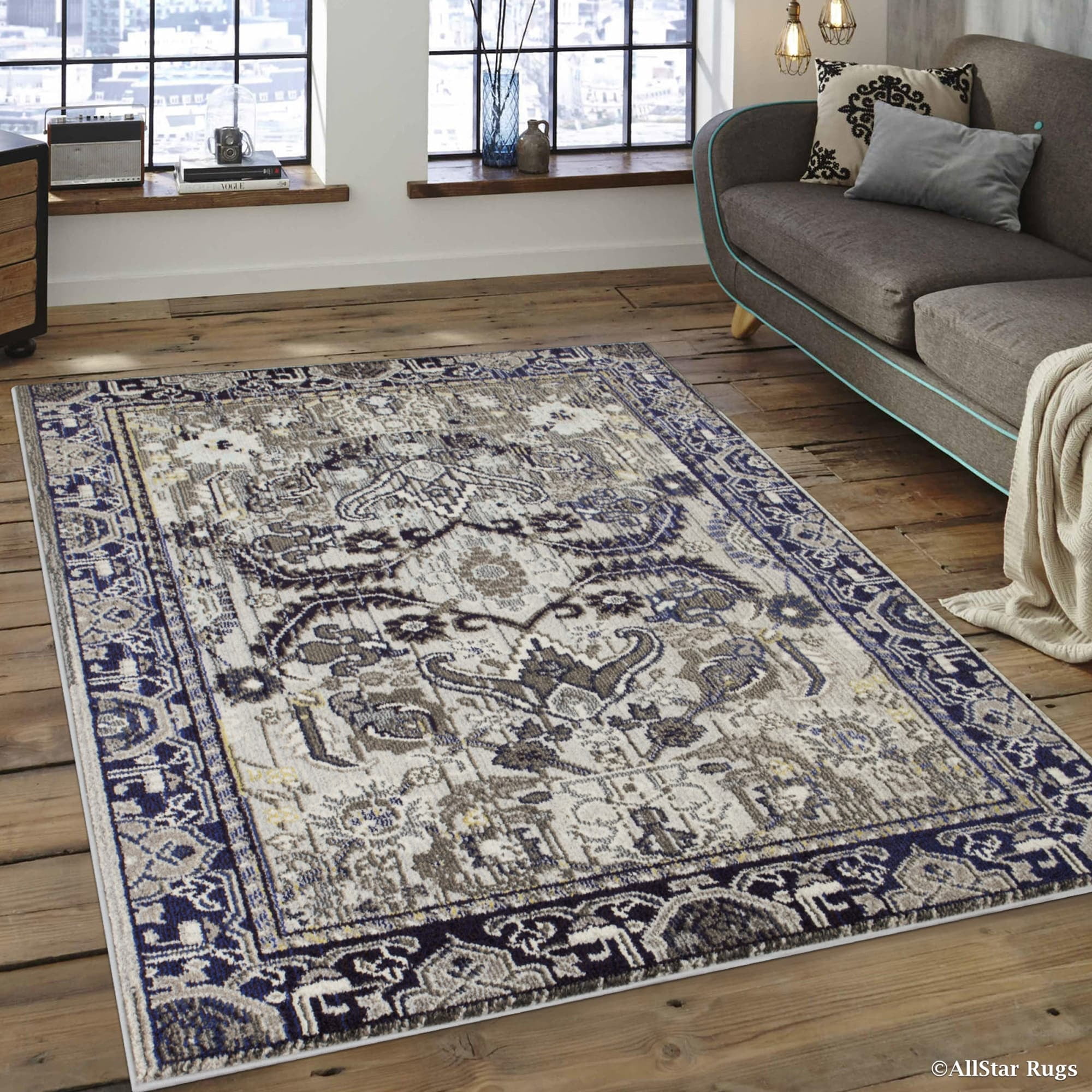 Allstar Modern Accent Rug with Contemporary design Dusk 5' x 8' 5' x 8 ...