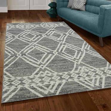 Allstar 5x7 Modern Purple Rug, Charcoal Grey Geometric Brick Gradient ...