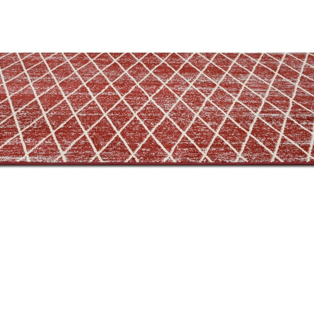 Allstar Modern Accent Rug with Meshed Line design Scarlet Red 5' x 8' 5 ...