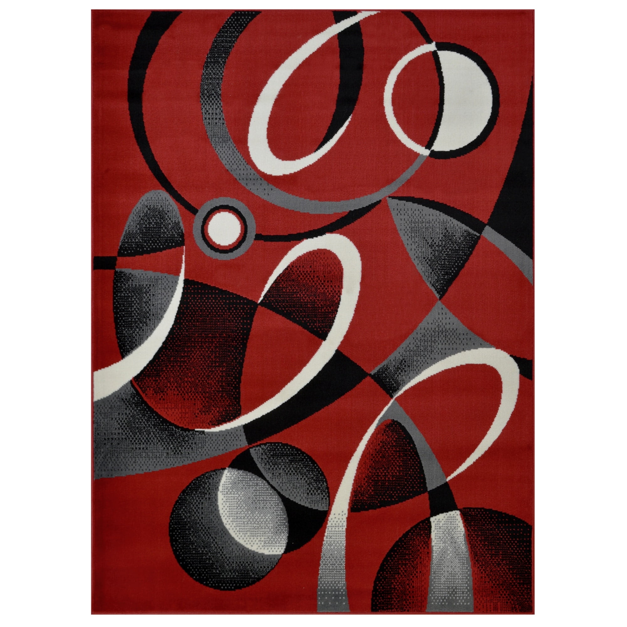 Allstar Modern Accent Rug with Multiple Shape design Red 5' x 8' 5' x 8 ...