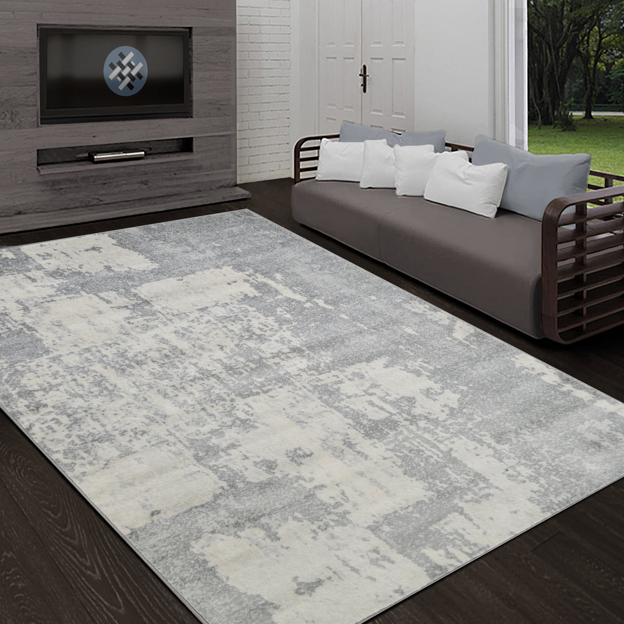 Allstar Modern Accent Rug with Weathered Texture design Grey 8' x 10' 8 ...