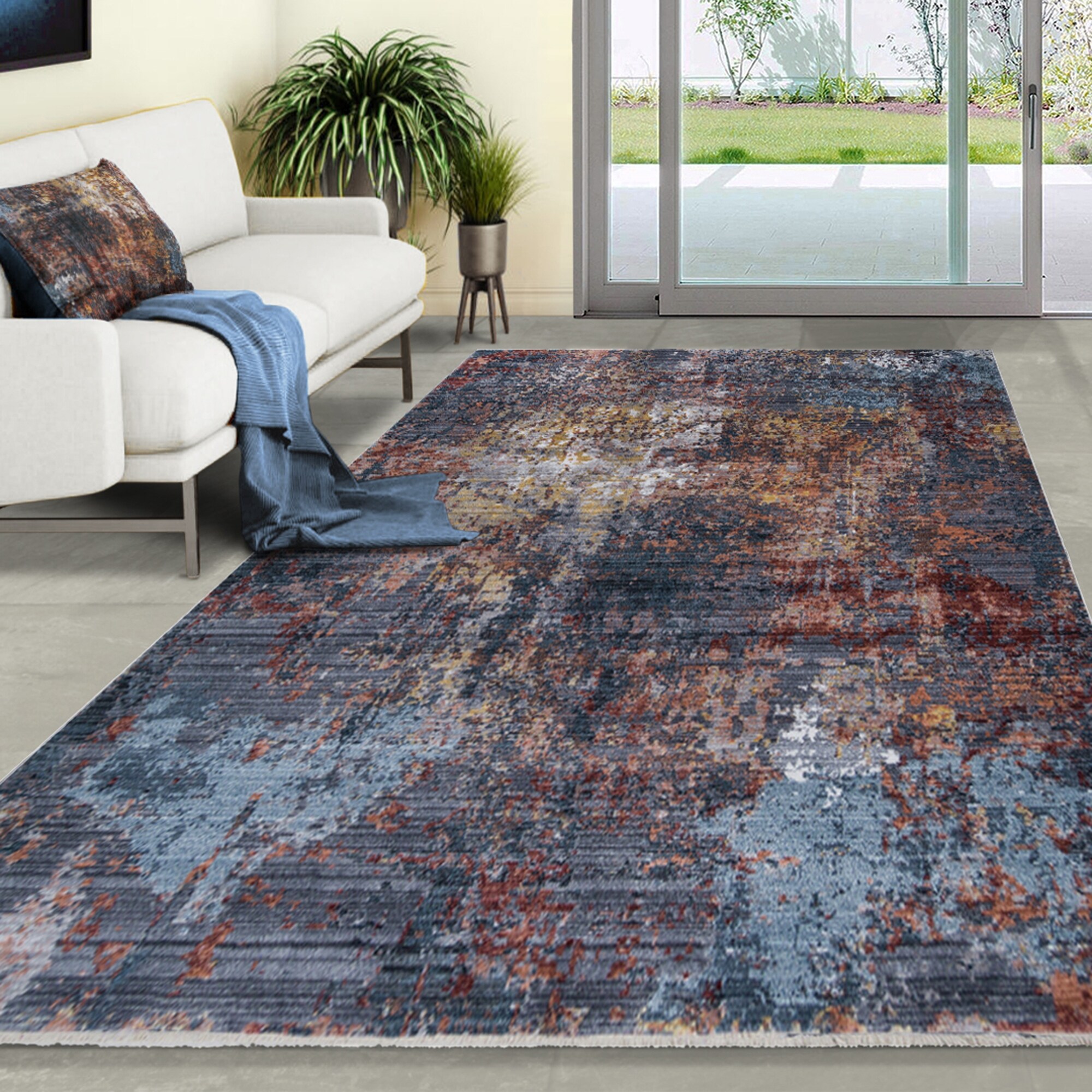Allstar Modern Accent Rug with Weathered Texture design Multicolor 5' x ...