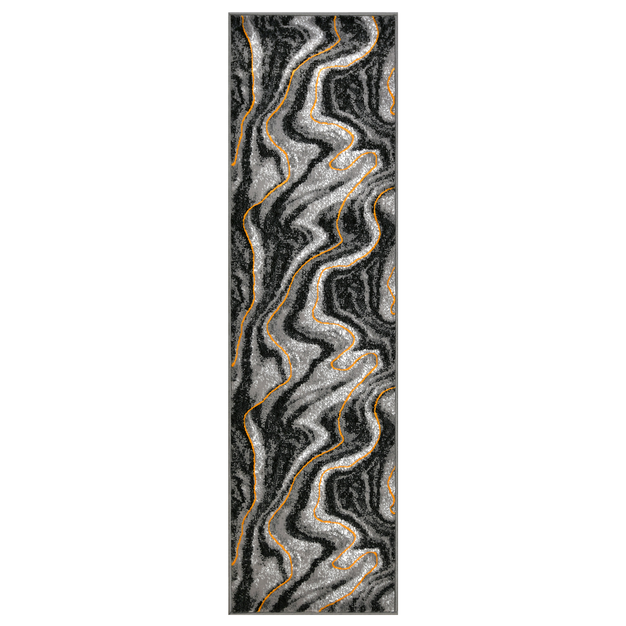 Allstar Rugs 2' 0" x 6' 11" Grey Modern Abstract Themed Polypropylene ...