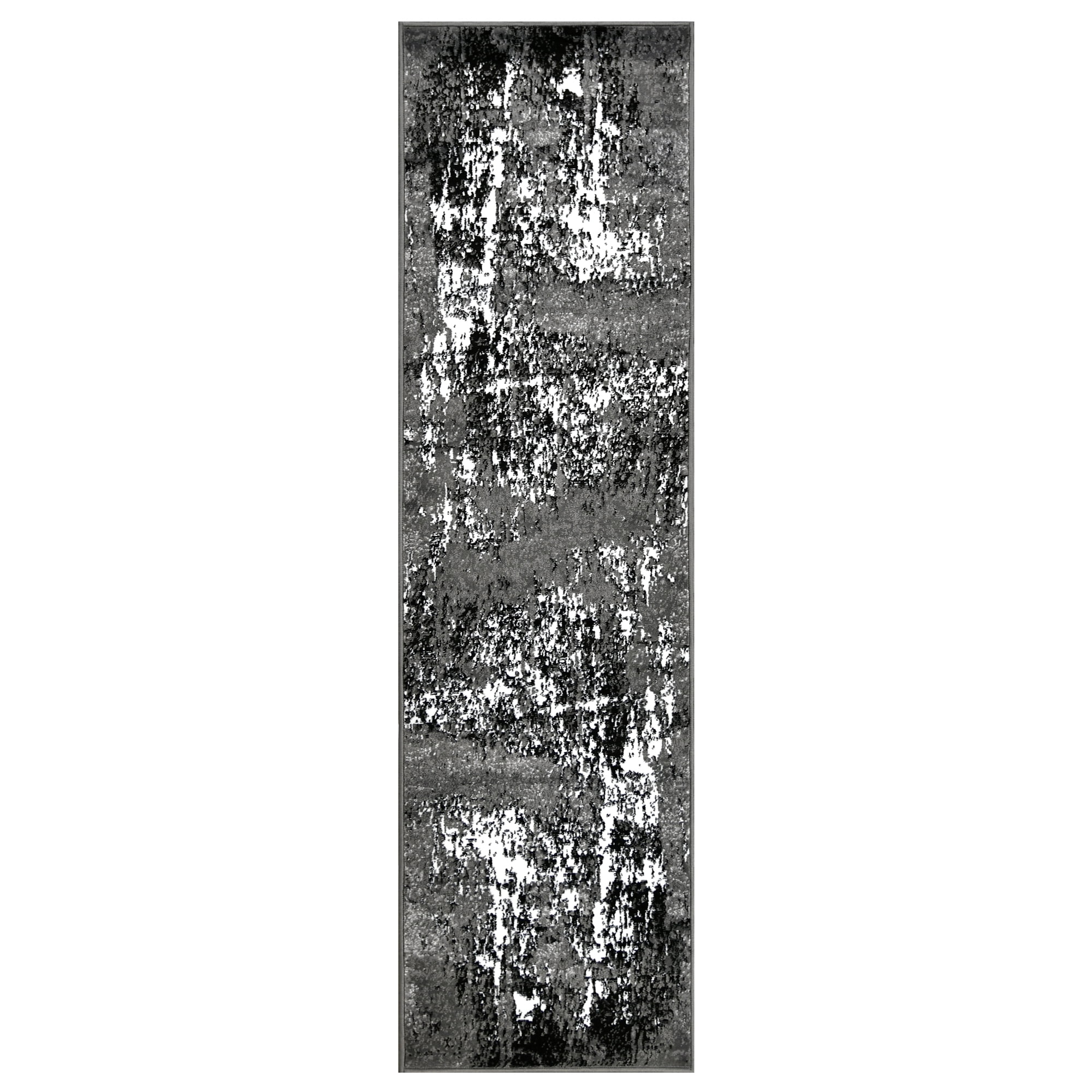 Allstar Rugs 2' 0" x 6' 11" Grey Modern Abstract Themed Polypropylene ...