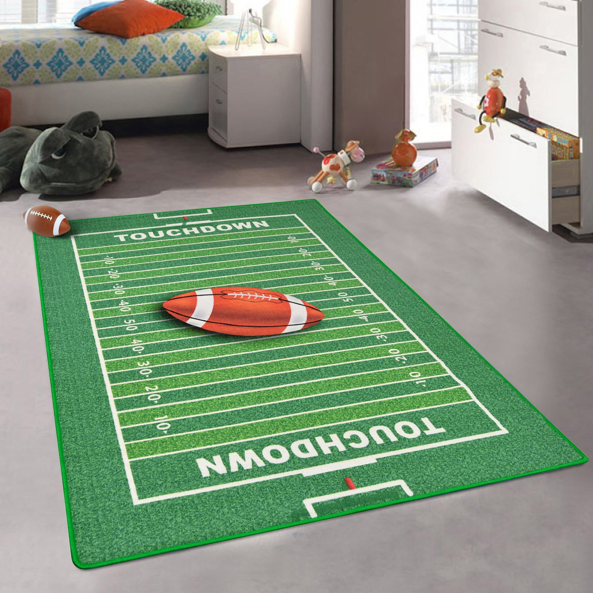 Allstar Rugs 4' 11" x 6' 11" Green Kids Educational Themed Nylon Area ...