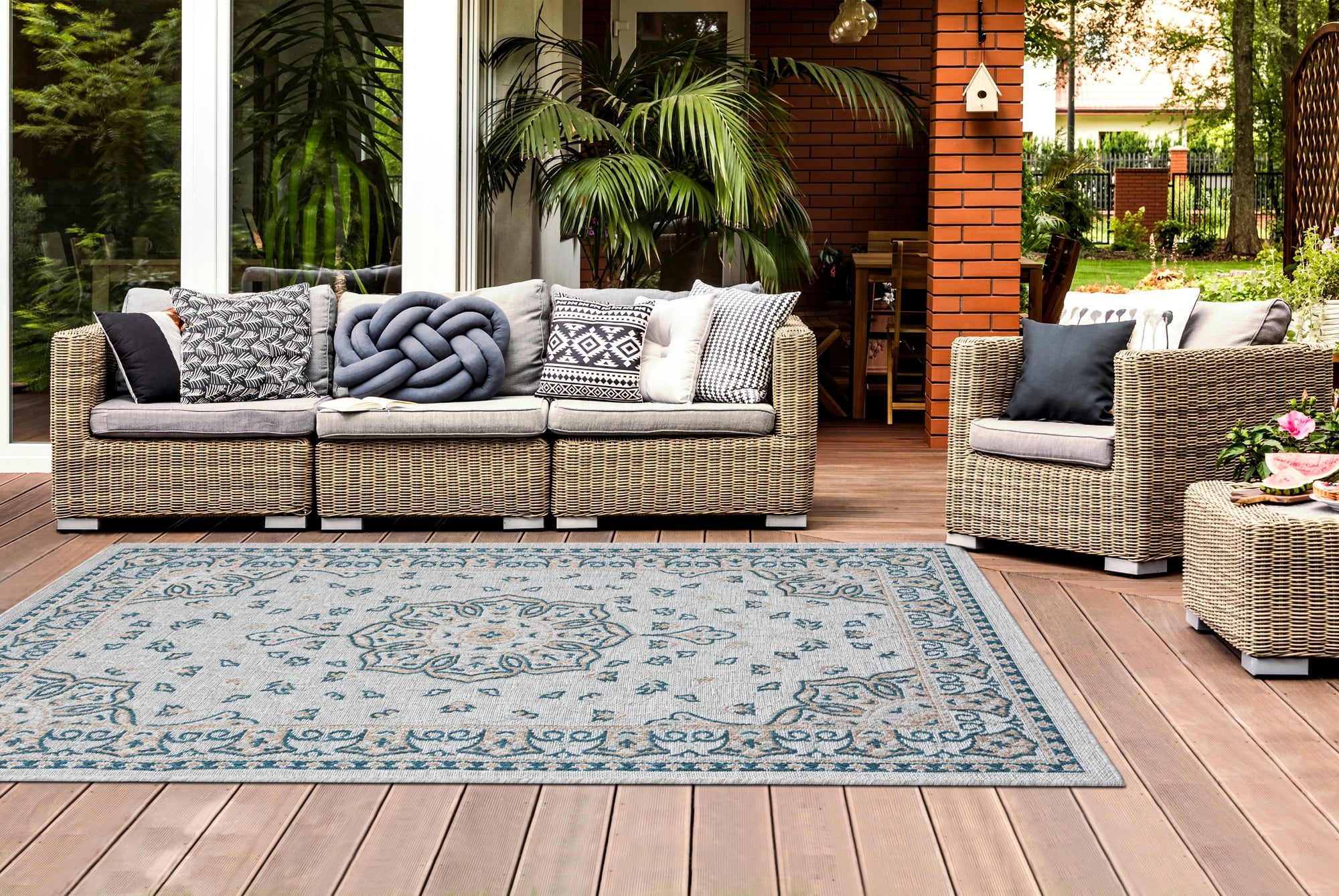 Allstar Rugs 5' 0" x 6' 11" Powder Blue Traditional Persian Themed ...