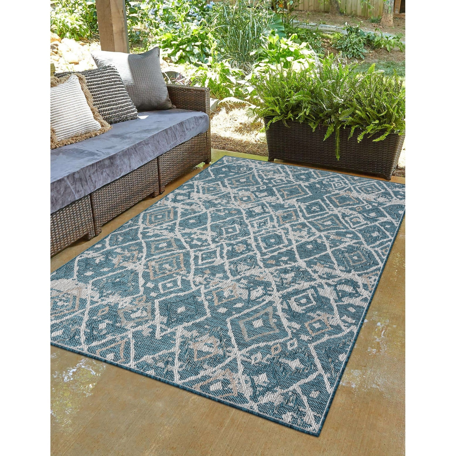 Allstar Rugs Abstract Themed Polypropylene Outdoor Rug 7' 7" x 10' 0 ...