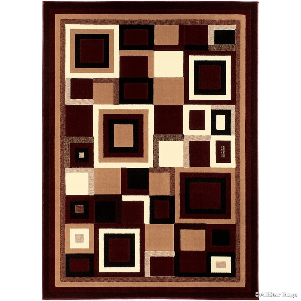 Allstar Rugs Allstar Abstract Shape Design Modern Rug Burgundy 7' 9"x10 ...