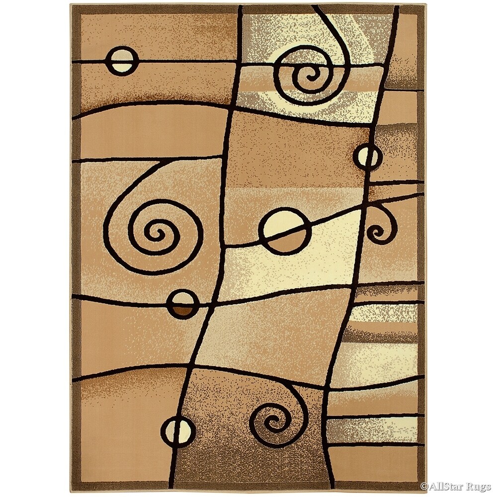 Allstar Rugs Allstar Combo Modern and Chic Swirl Design Rug Beige 5' 2 ...