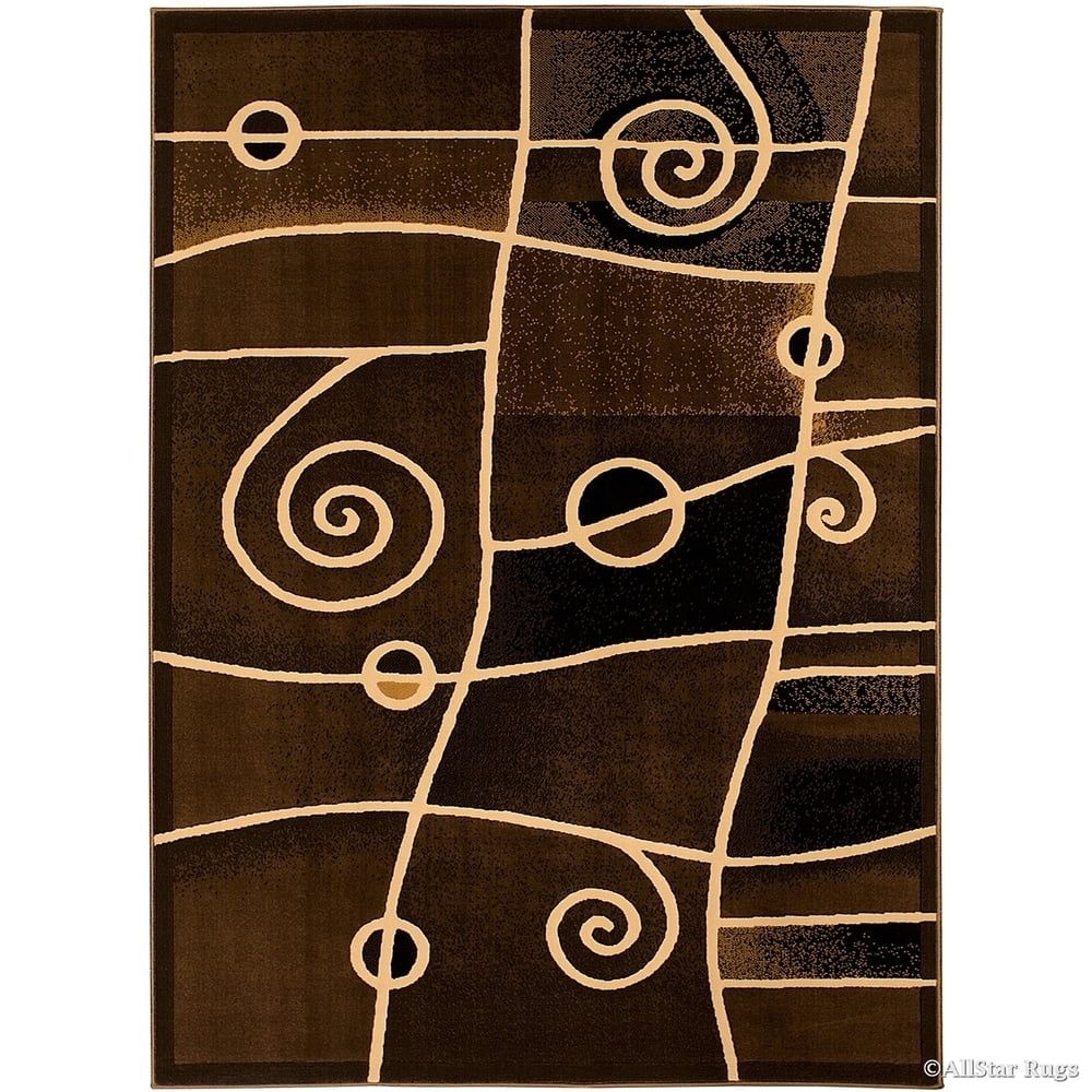 Allstar Rugs Allstar Combo Modern and Chic Swirl Design Rug Chocolate 5 ...