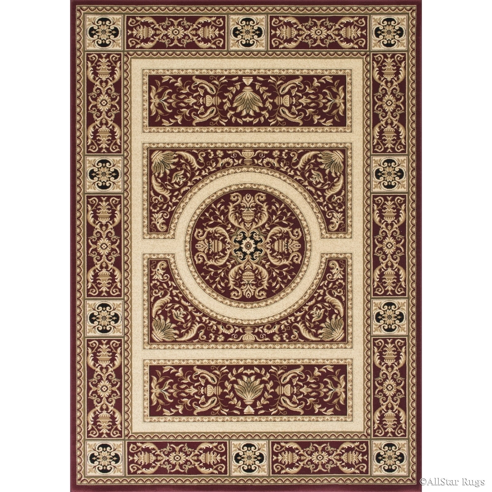 Allstar Rugs Allstar Dense High Pile Floral Printed Rug Burgundy 7' 4 ...