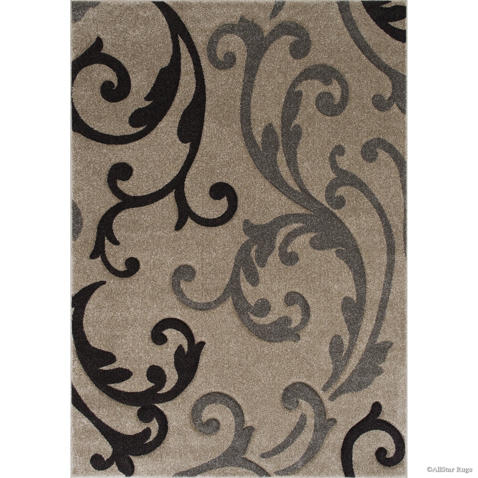 Allstar Rugs Allstar Floral Traditional Colorblock Design Rug Champagne ...
