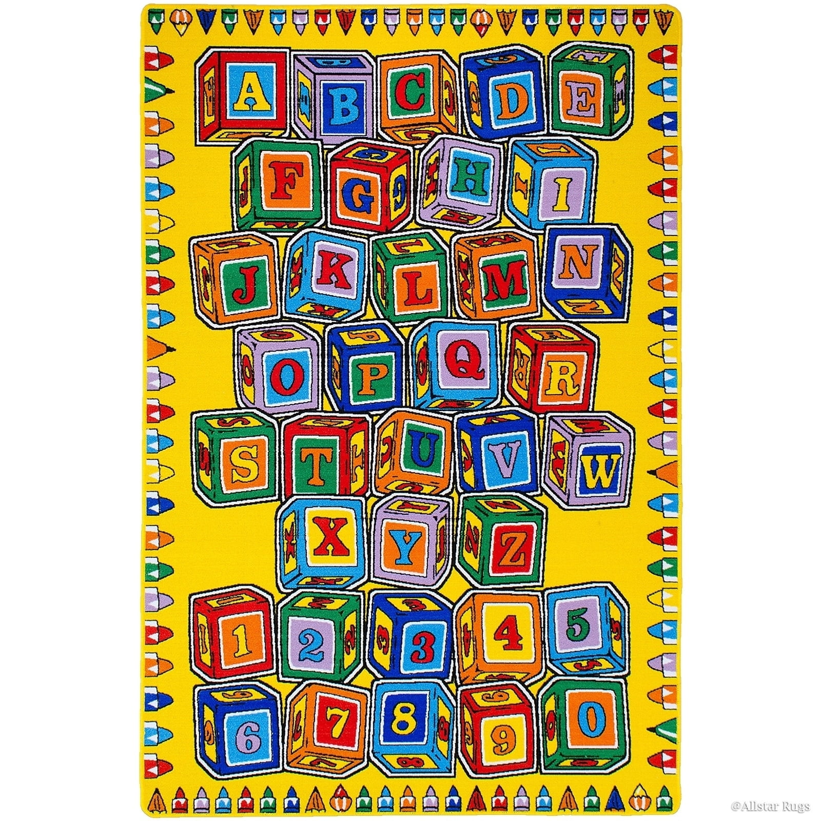 Allstar Rugs Allstar Kids Learn Alphabet Letters Numbers Cubes Rug 4 ...