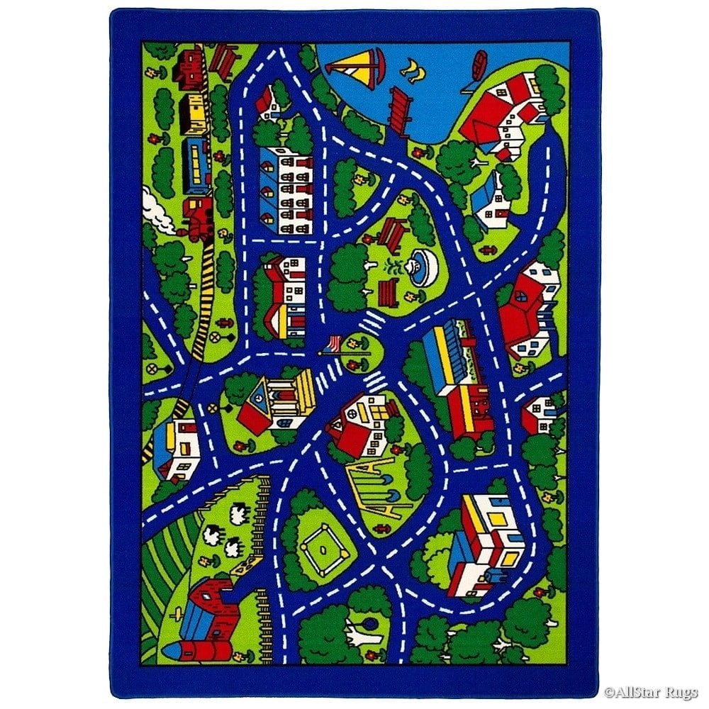 Allstar Rugs Allstar Kids Street Map with Vibrant Colors Rug Green 6 ...