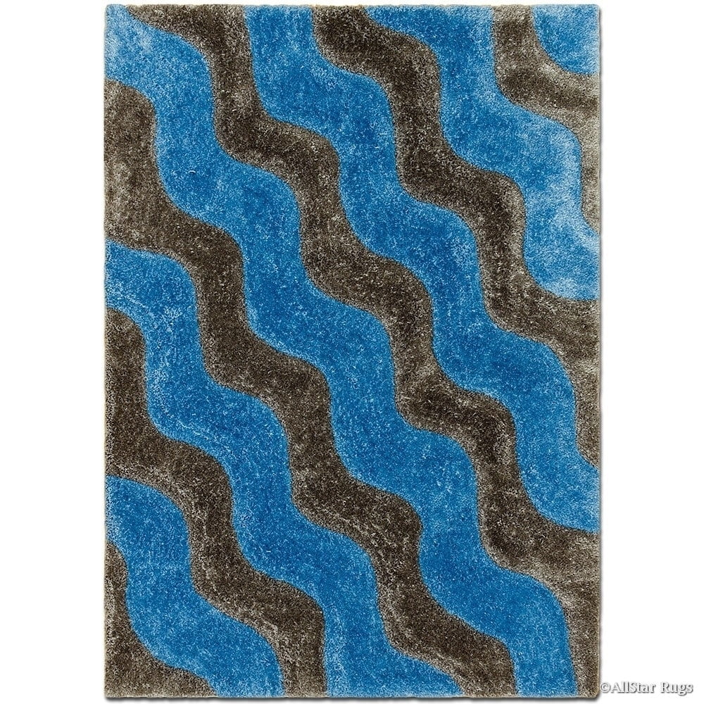 Allstar Rugs Allstar Modern 3D Curved Design Rug Ocean Blue 6' 11" x 4 ...