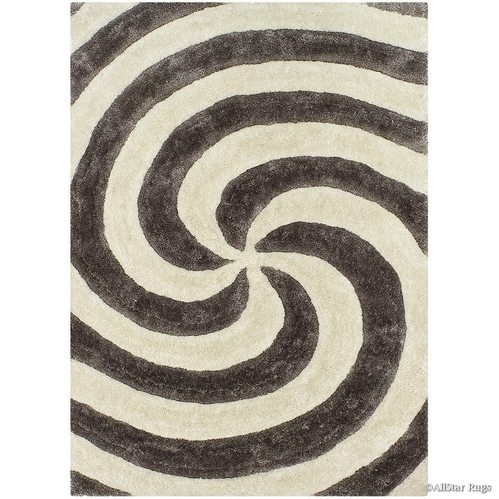 Allstar Rugs Allstar Modern 3D Swirl Design Rug Silver 4' 11"x6' 11" 5 ...