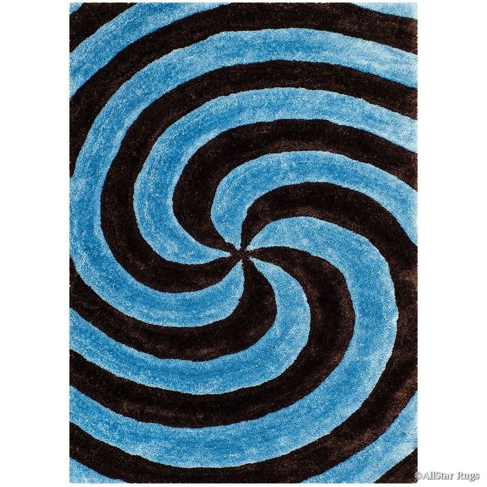 Allstar Rugs Allstar Modern 3D Swirl Design Rug Sky Blue 4' 11"x6' 11 ...