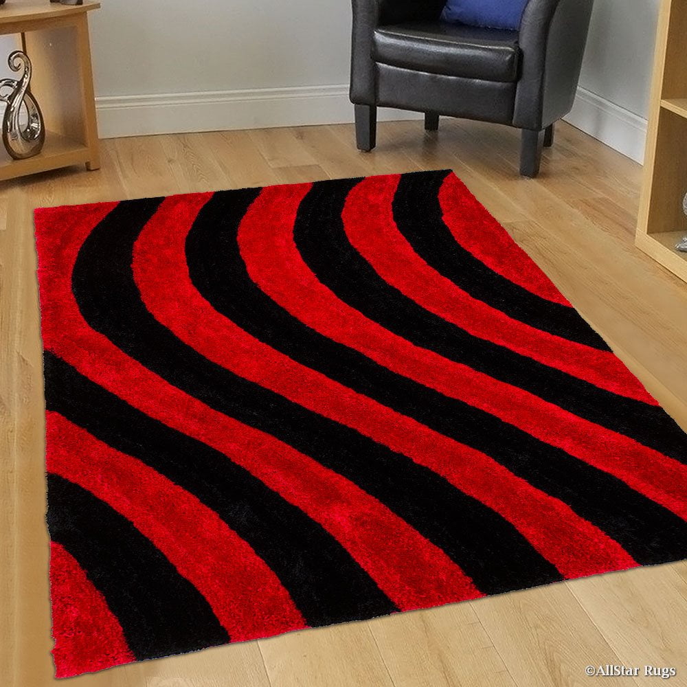Allstar Rugs Allstar Modern 3D Wavy Line Design Rug Lava 4' 11"x6' 11 ...