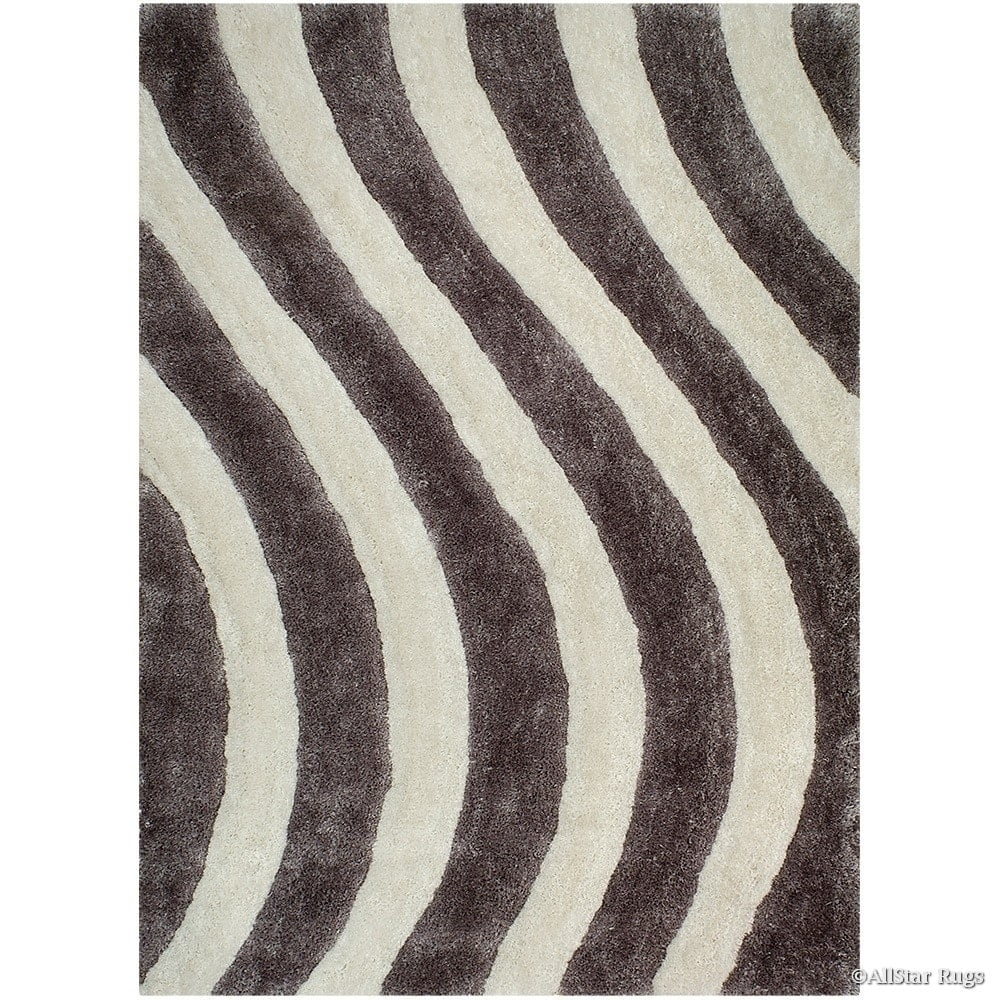 Allstar Rugs Allstar Modern 3D Wavy Line Design Rug Silver 4' 11"x6' 11 ...