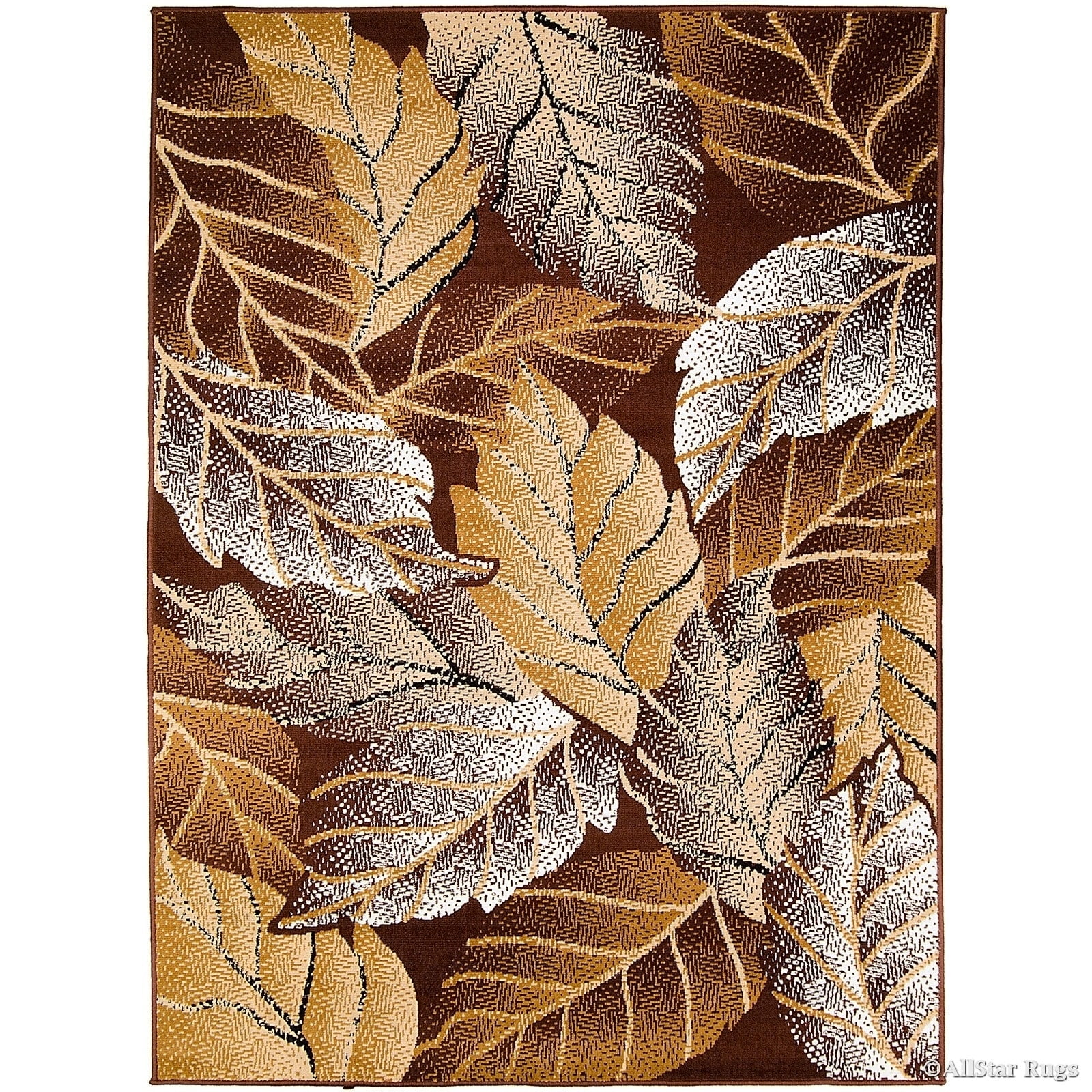 Allstar Rugs Allstar Modern Abstract Leaves Design Rug Chocolate 7' 0 ...