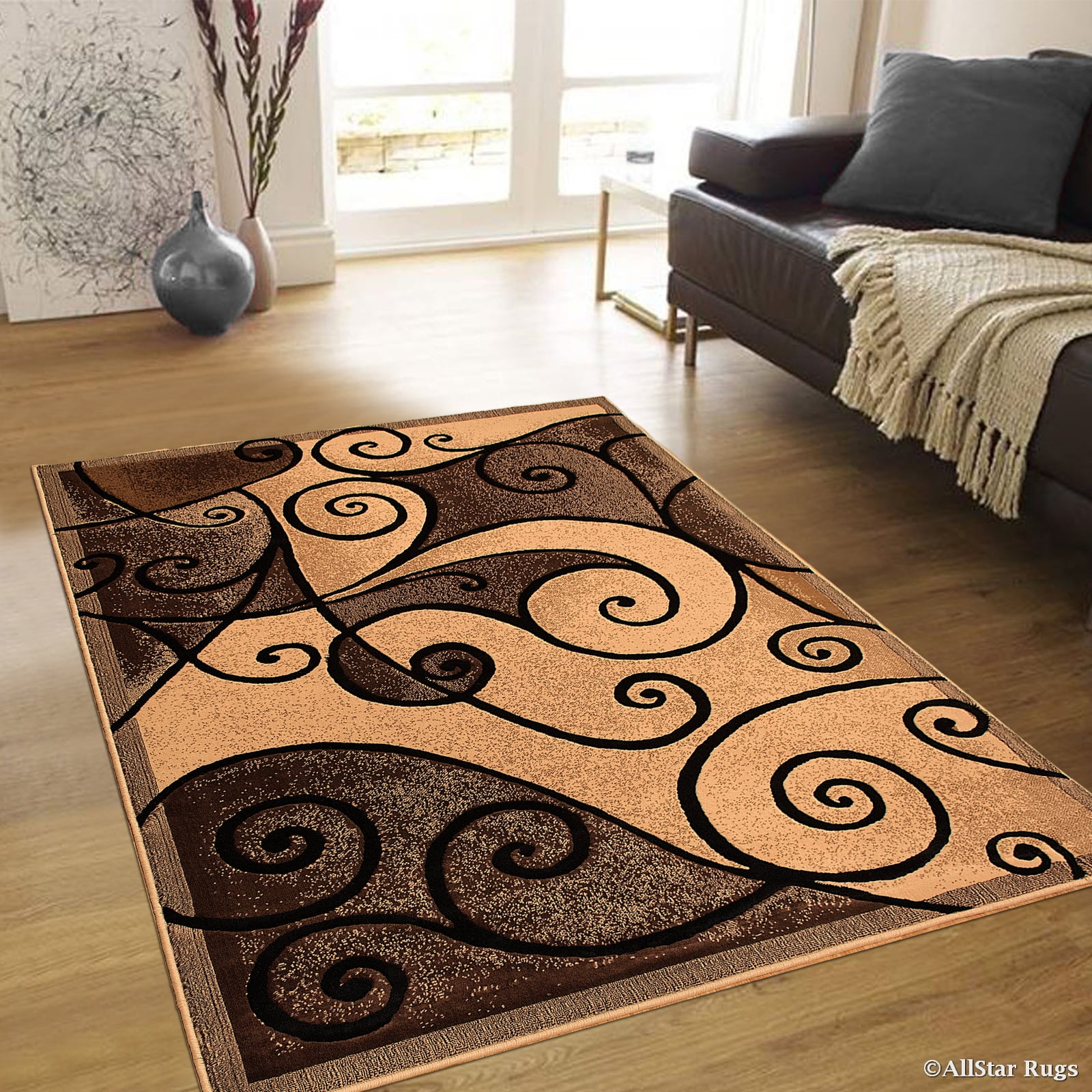 Allstar Rugs Allstar Modern Distressed Traditional Design Rug Beige 5 ...