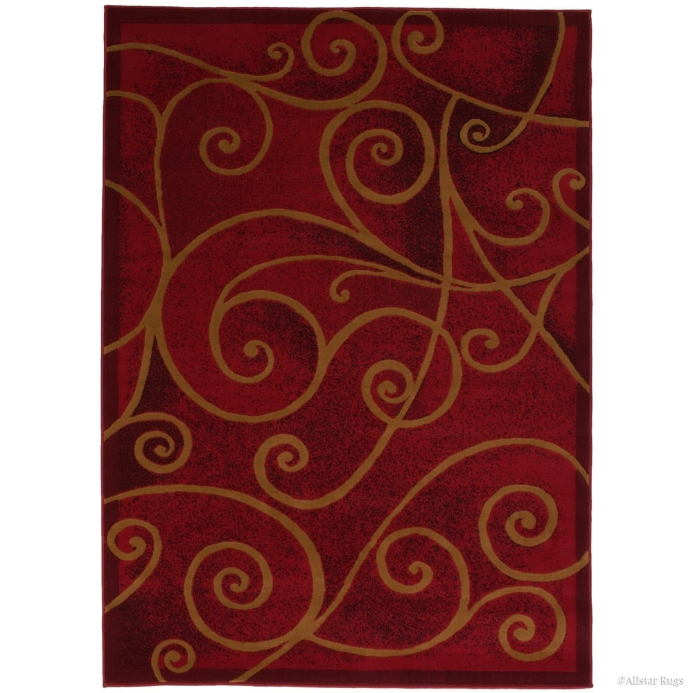 Allstar Rugs Allstar Modern Distressed Traditional Design Rug Red 7' 9 ...
