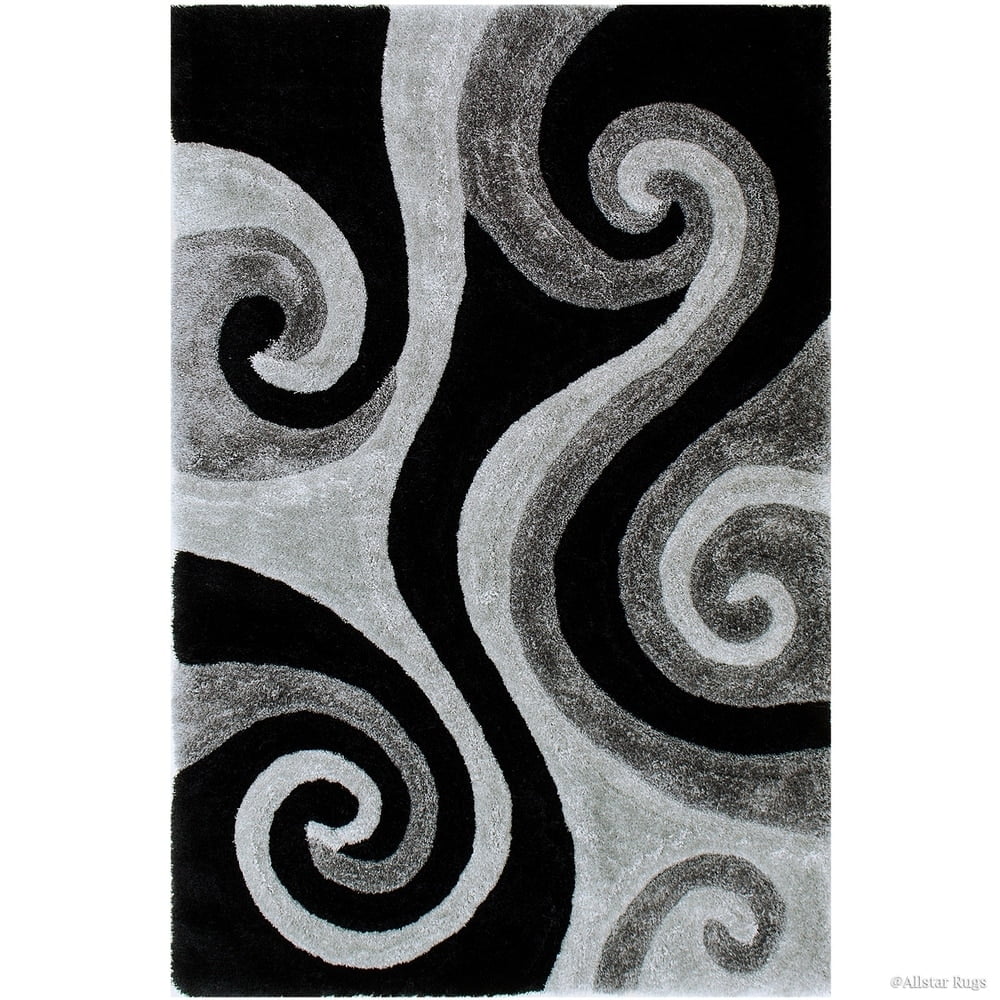Allstar Rugs Allstar Modern Soft 3D Spiral Design Rug Gray 7' 5"x10' 5 ...
