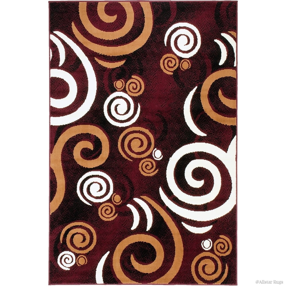 Allstar Rugs Allstar Modern with Abstract Swirl Design Rug Burgundy 5 ...
