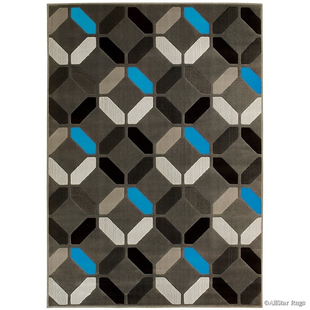 Allstar Rugs Allstar Shadow Modern Octagon Abstract Design Rug Blue 7 ...