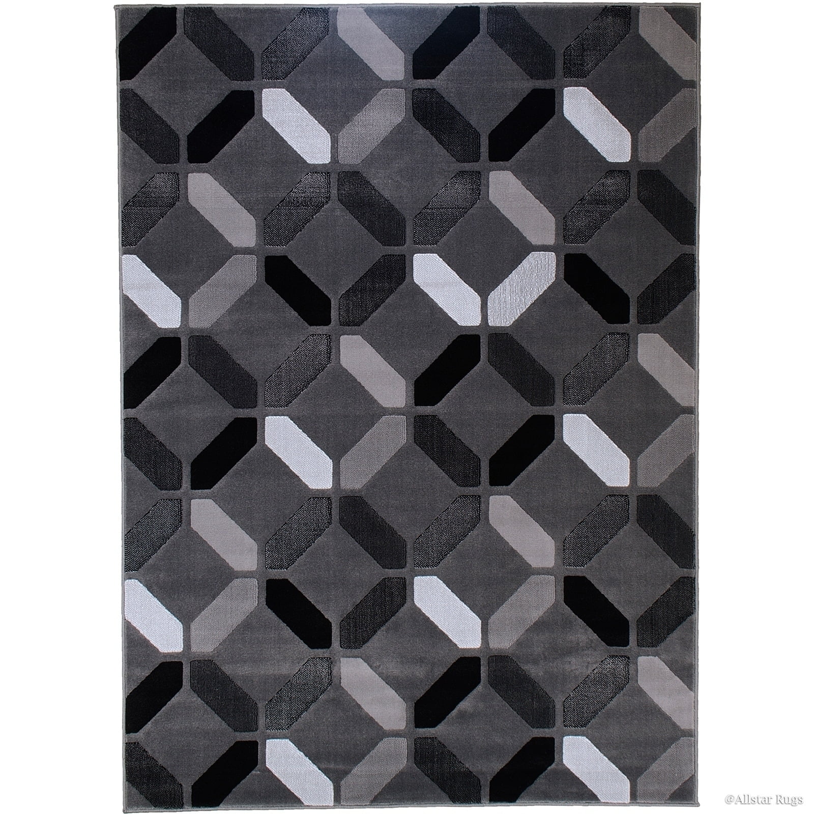 Allstar Rugs Allstar Shadow Modern Octagon Abstract Design Rug Gray 4 ...