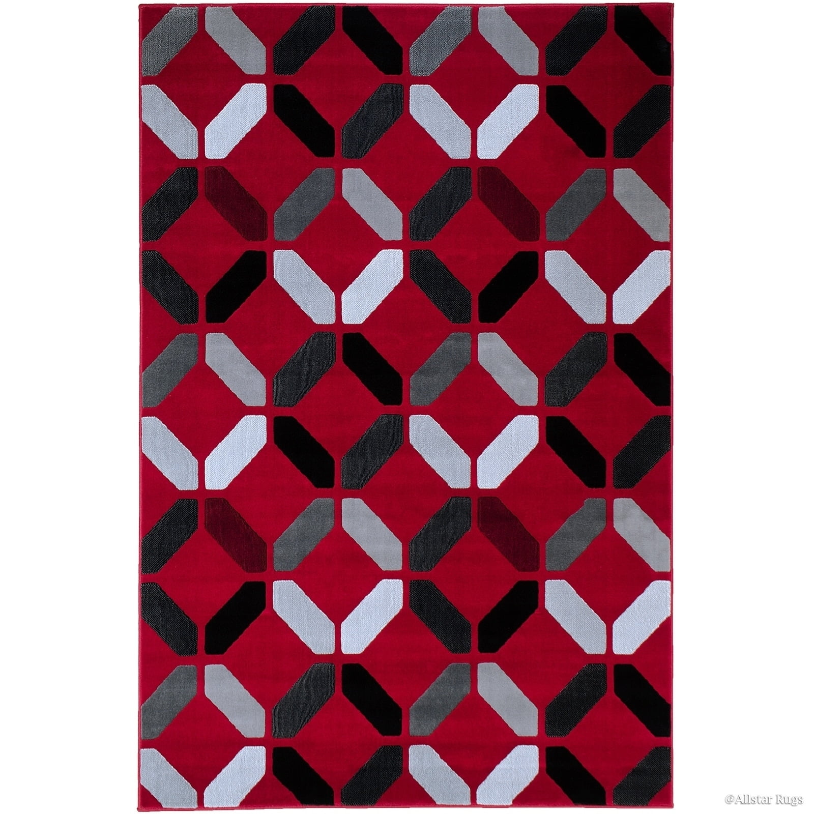 Allstar Rugs Allstar Shadow Modern Octagon Abstract Design Rug Red 4 ...