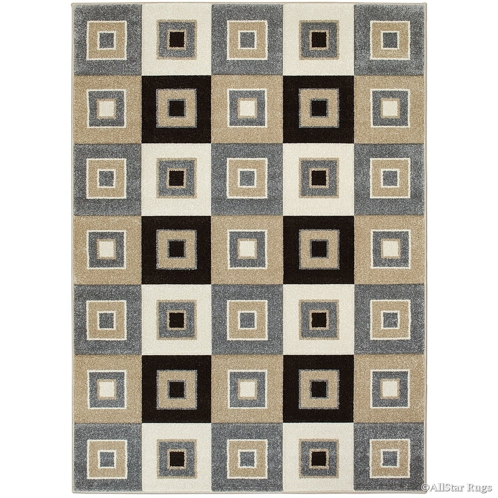 Allstar Rugs Allstar Woven Colorblock Modern Square Design Rug Gray 5 ...