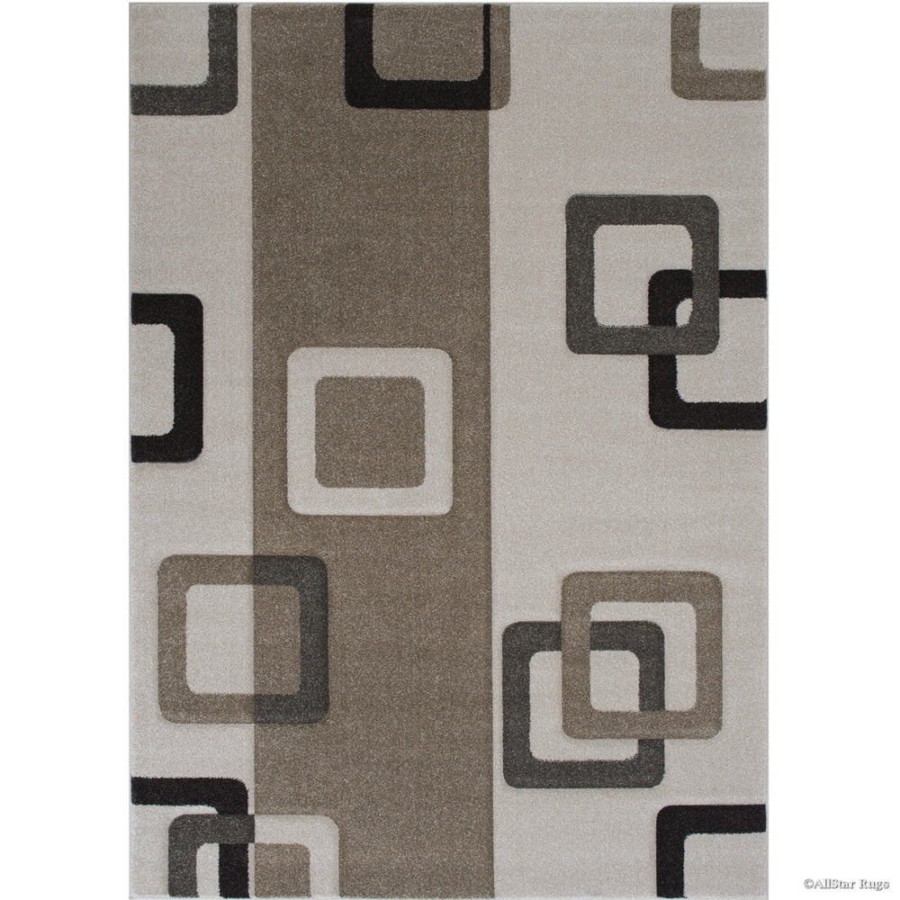 Allstar Rugs Allstar Woven Geometric Block and Square Design Rug Ivory ...