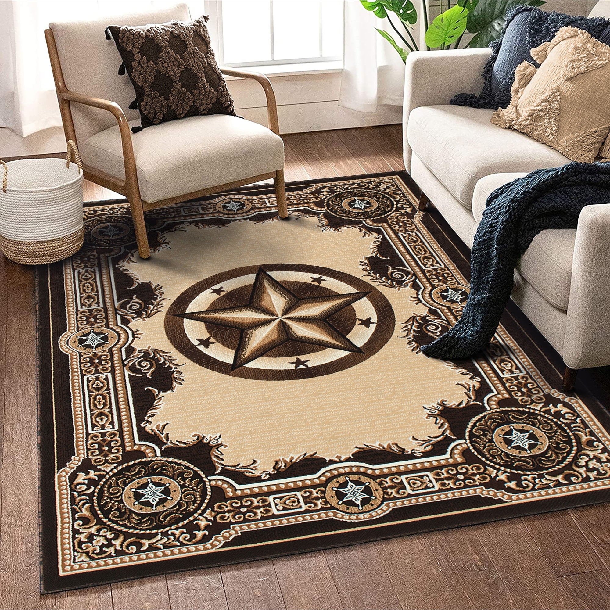 "Texas Star Woven Area Rug, 7' 9"" x 9' 8"", Ideal for Living Room ...