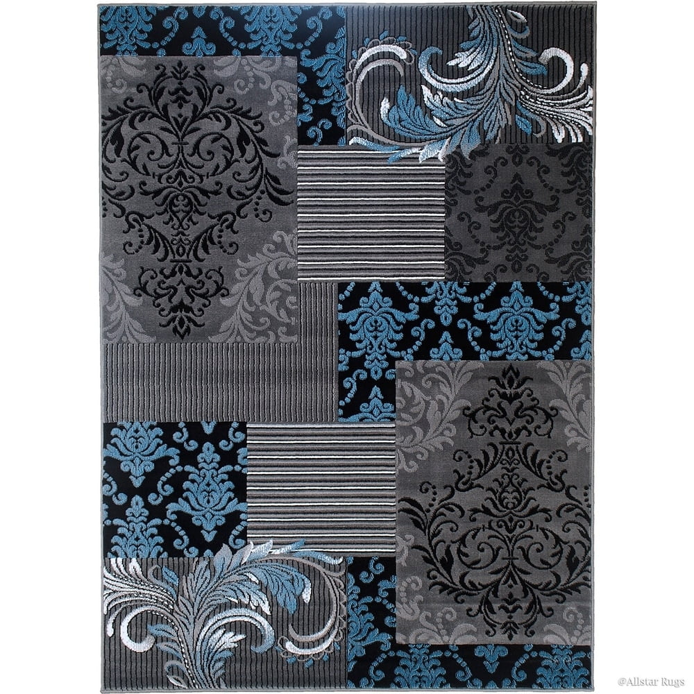 Allstar Rugs Modern Assorted Persian Floral Design Area Rug Blue 4' 11 ...