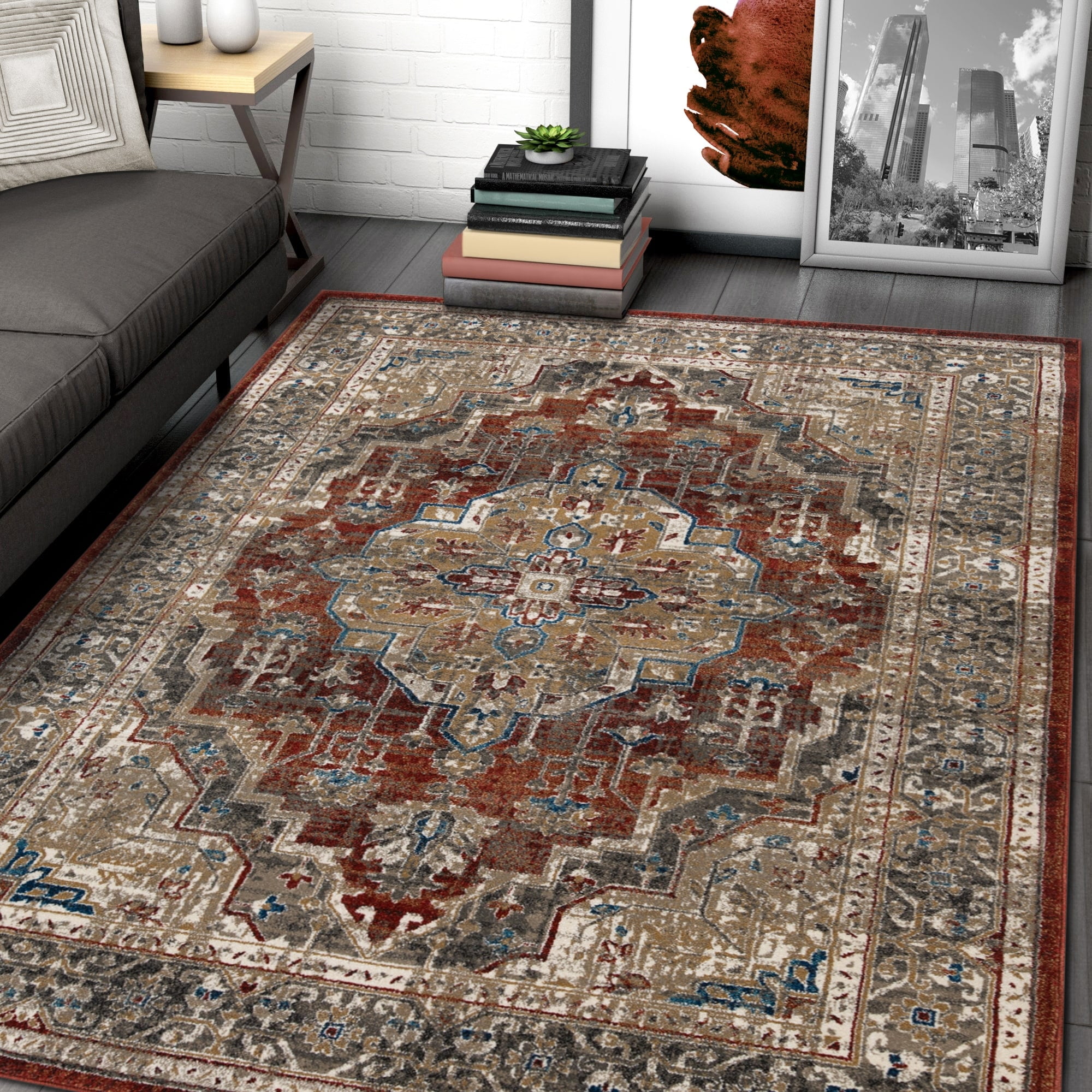 Allstar Rugs Persian Themed Polypropylene Area Rug 5' 0" x 6' 11 ...