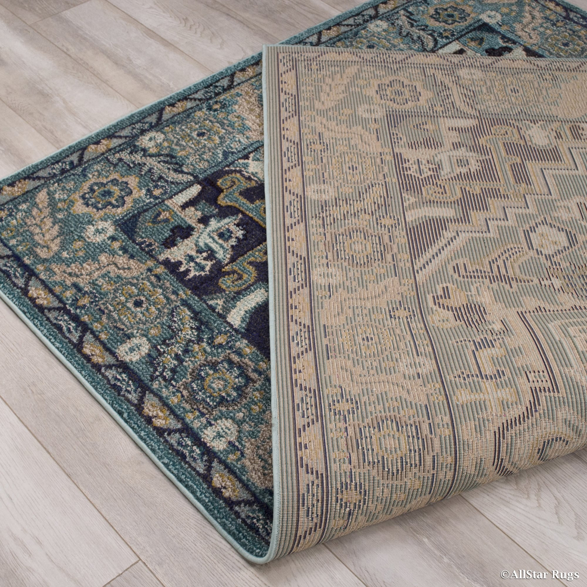 Allstar Traditional Accent Rug with Bakhtiari design Turquoise 5' x 8 ...