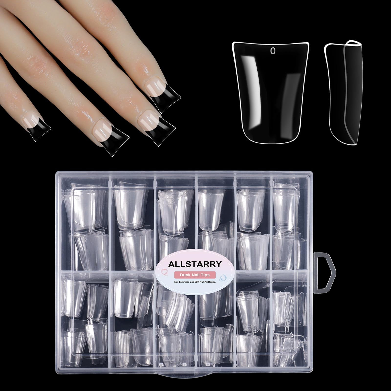 Allstarry Duck Nail Tips, 288pcs Short Curved Nail Tips Full Cover 12 ...