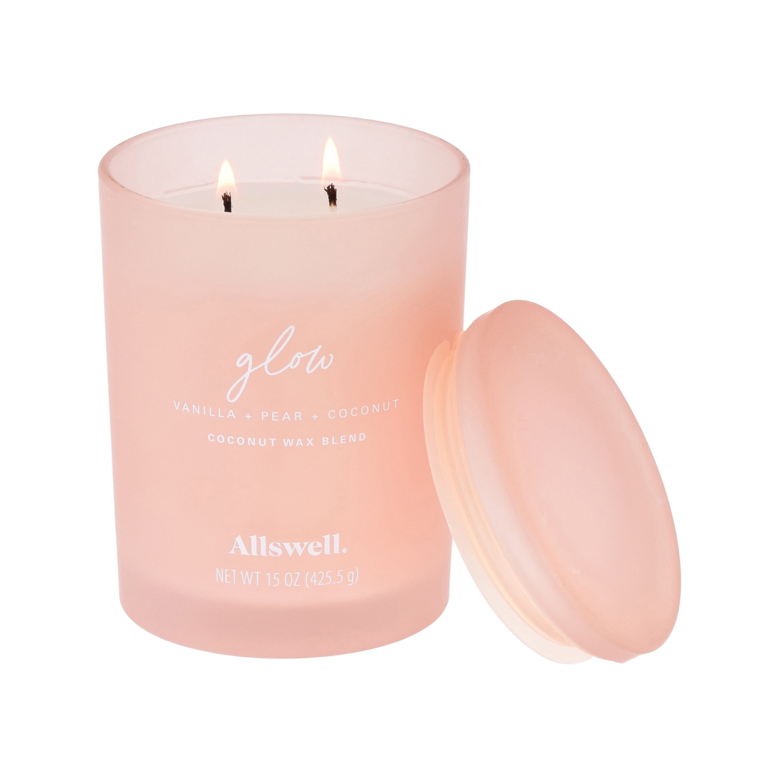 Allswell Glow (Vanilla + Pear + Coconut) Scented 2-Wick 15oz Spa Jar Candle - Walmart.com